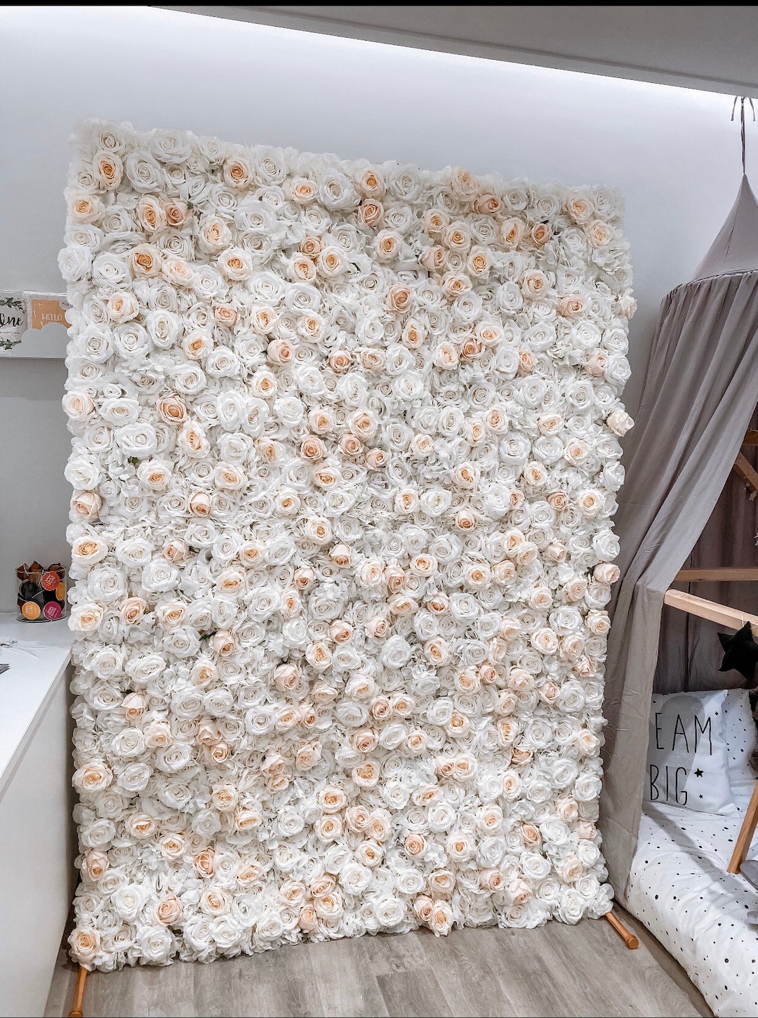 Cream Flower Wall, Blush Flower Wall, White Floral Wall, Flower Wall ...