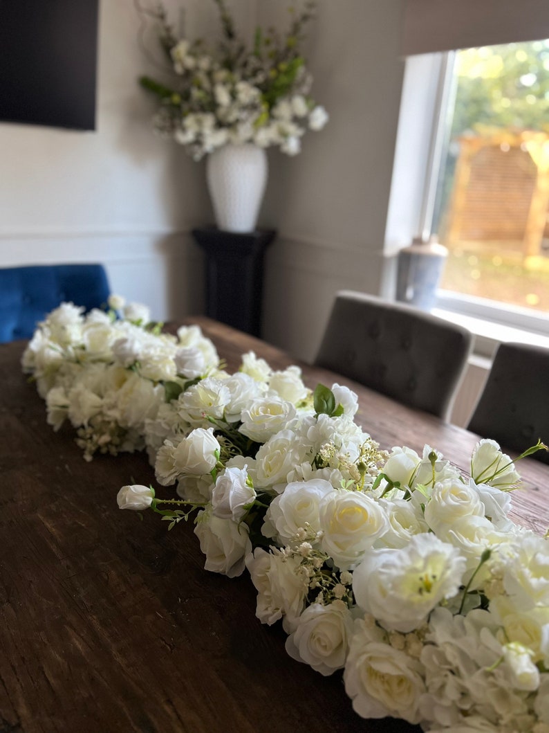 Table Flower Garland Bridal Table Garland White Flower - Etsy