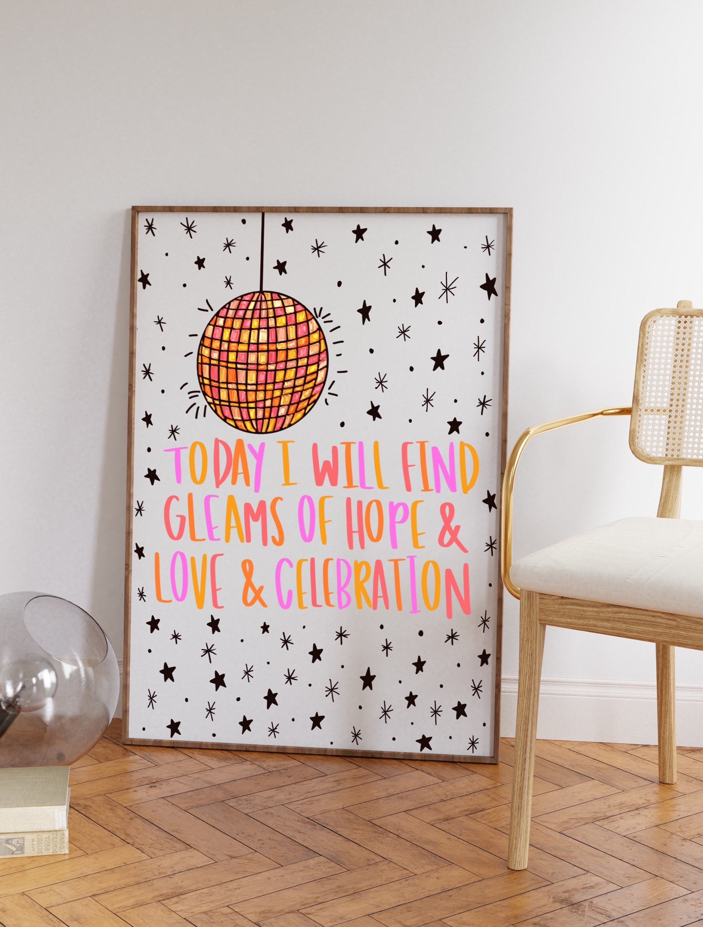 Digital Disco Ball Print, Downloadable Printable, Large Wall Art ...