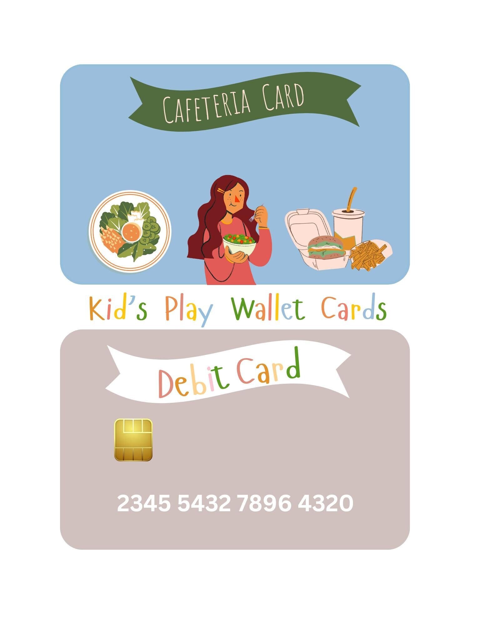 Digital Cards, Kid's Play Wallet, Printable Pretend Shopping, Children ...