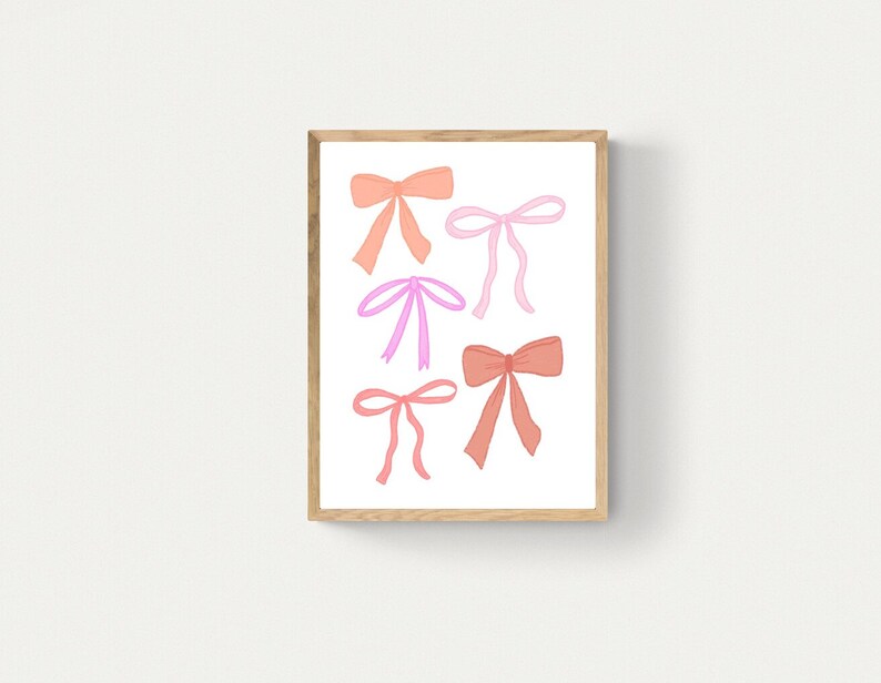 Pink Bows Digital Art, Coquette Aesthetic Room, Poster Print, Large ...