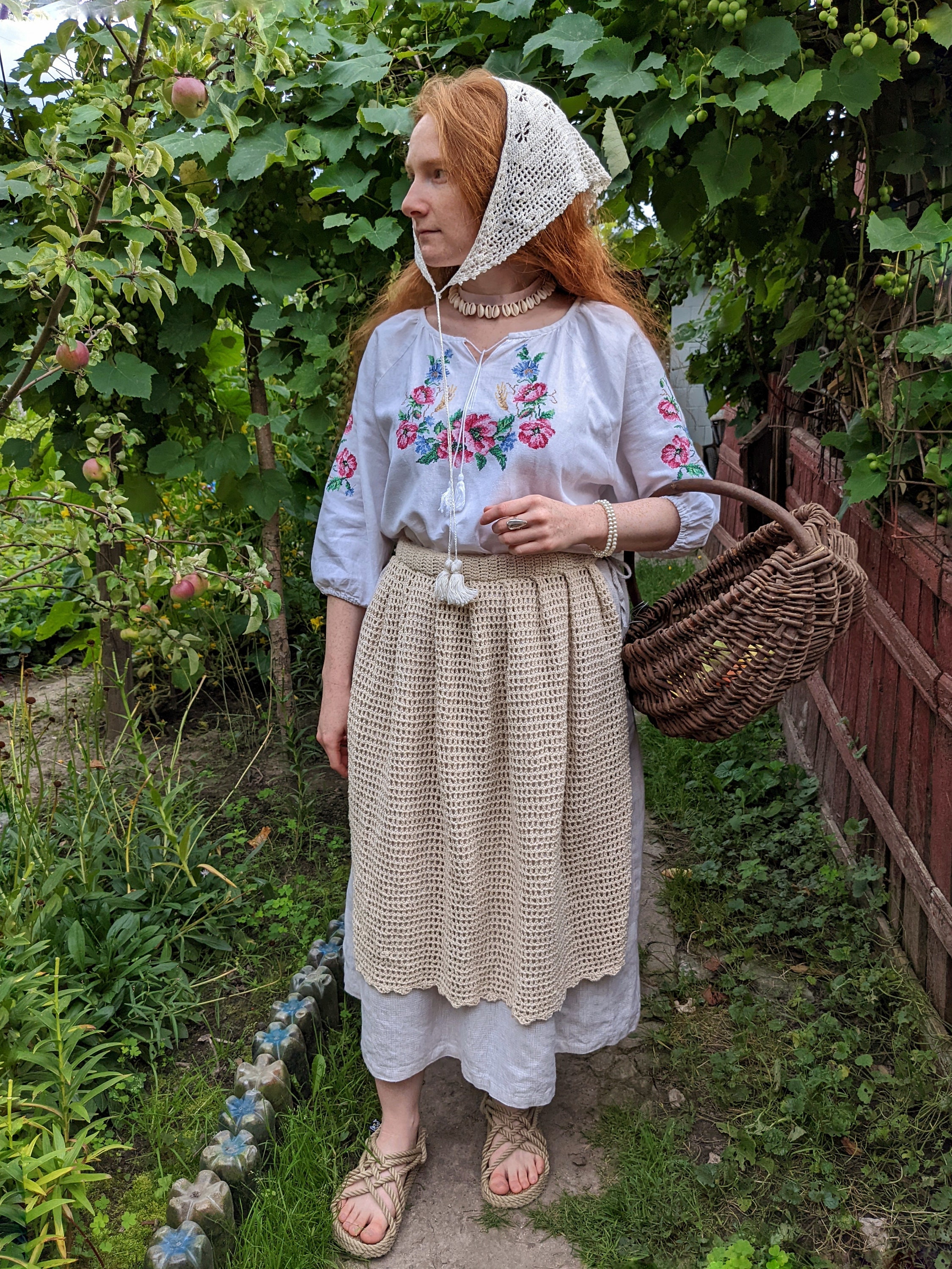 Kerchief, Crochet Kerchief, Cottagecore Cotton Kerchief, Lace Head ...