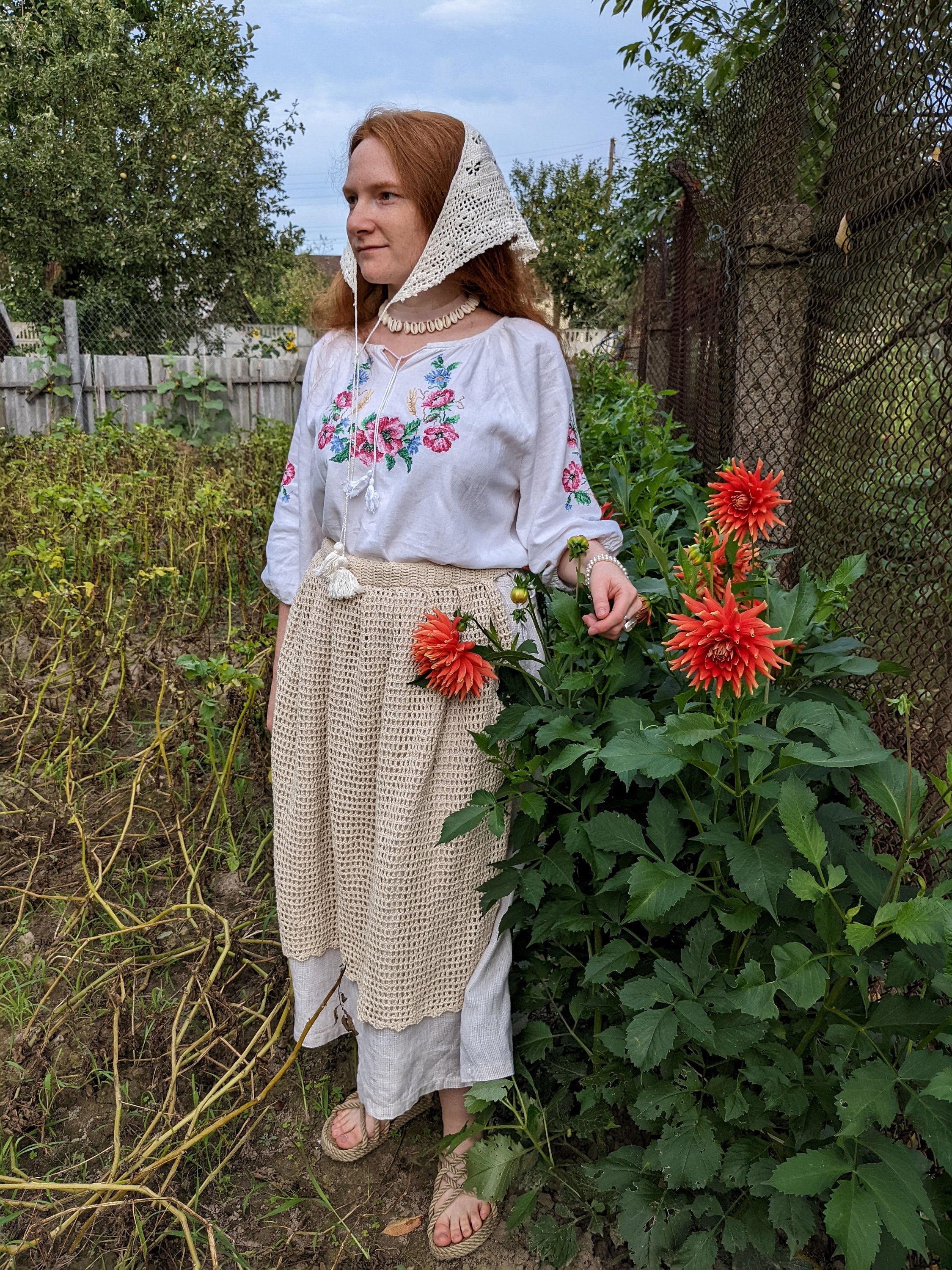 Kerchief, Crochet Kerchief, Cottagecore Cotton Kerchief, Lace Head ...
