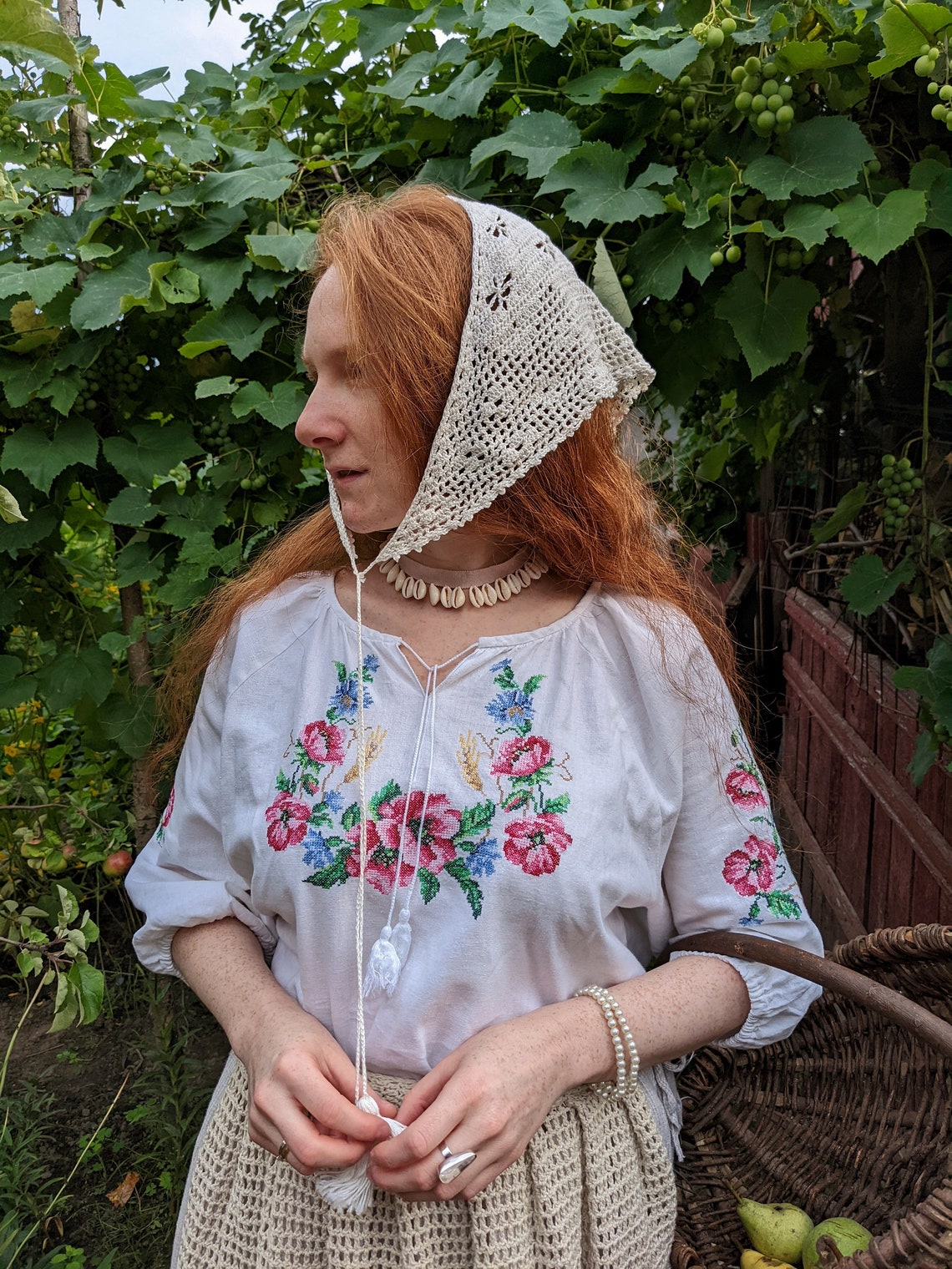 Kerchief Crochet Kerchief Cottagecore Cotton Kerchief Lace - Etsy