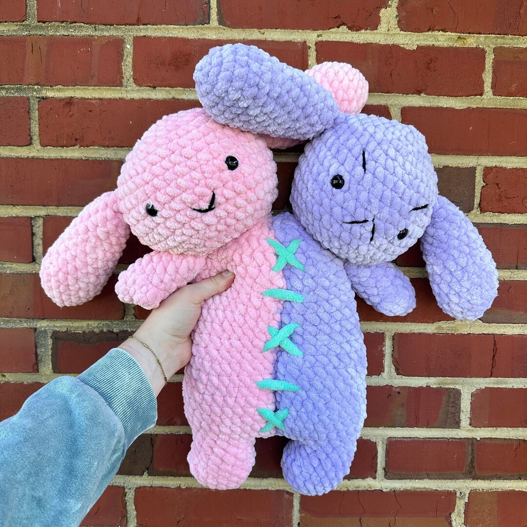 Two-headed Bunny | Large Handmade Amigurumi | Pink & Purple Voodoo ...