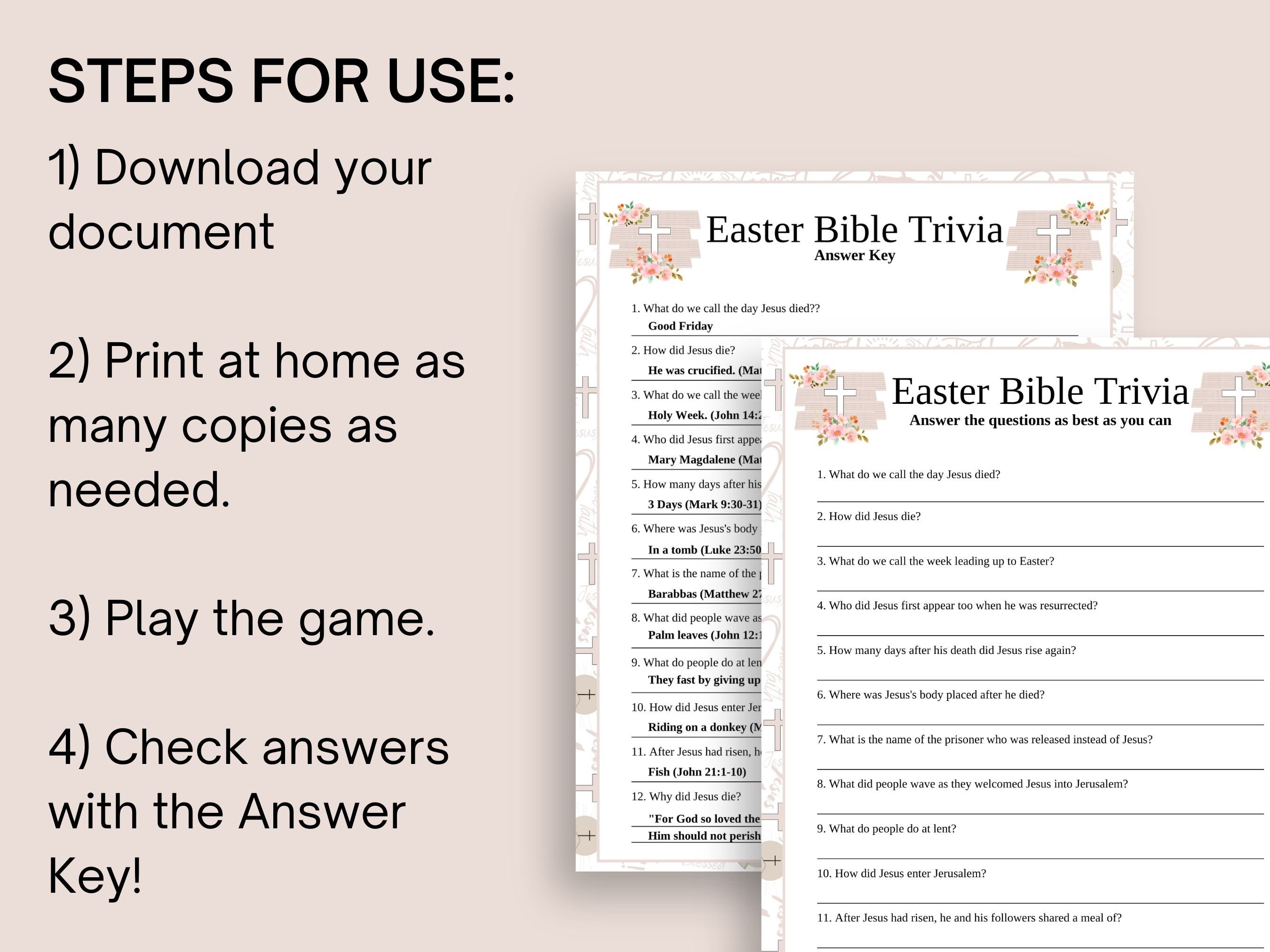 Christian Easter Bible Trivia Printable Game | Christian Easter Games ...