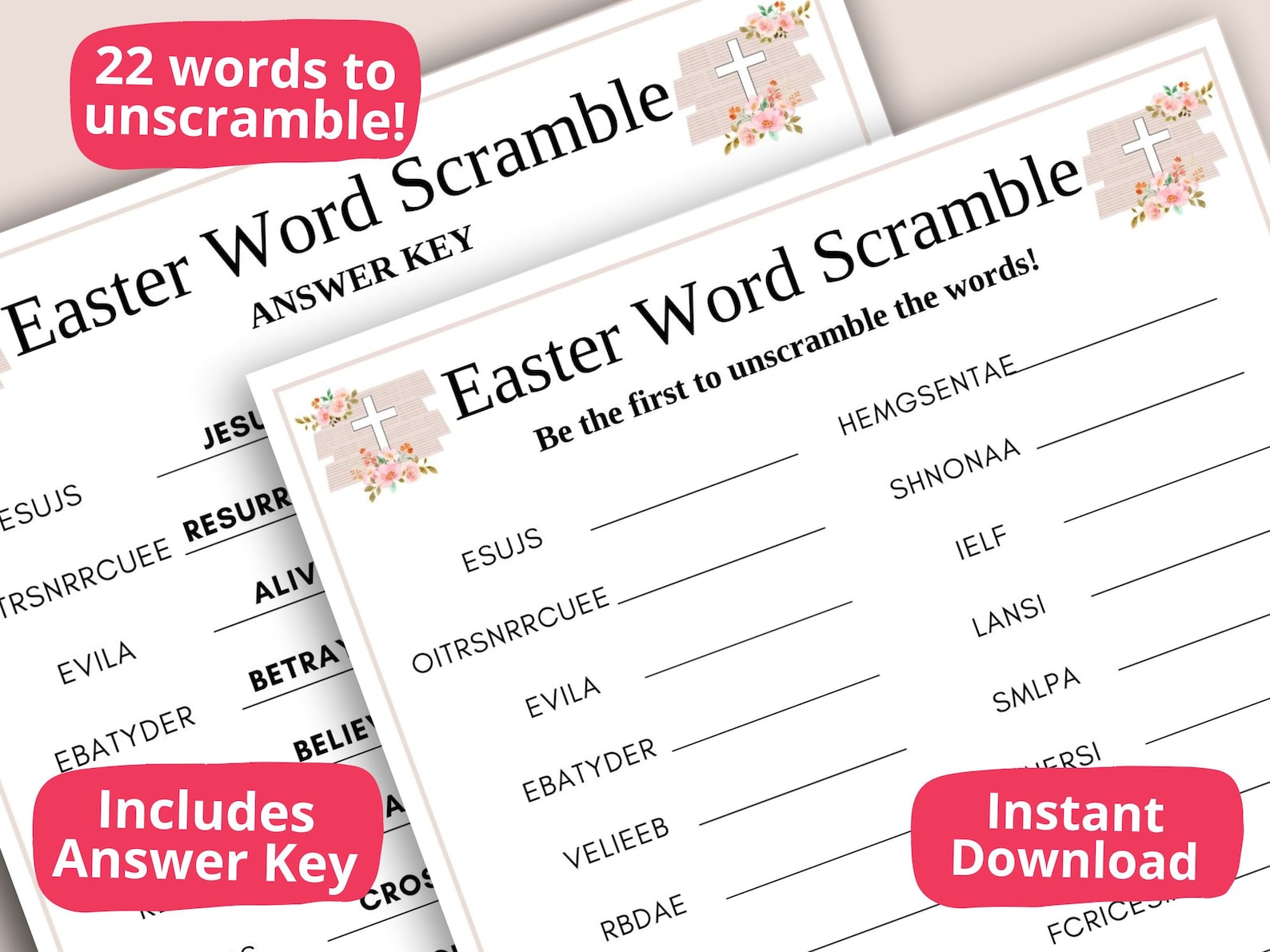 Christian Easter Word Scramble Printable Game | Christian Easter Games ...