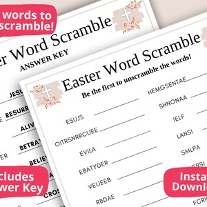 Christian Easter Word Scramble Printable Game | Christian Easter Games ...