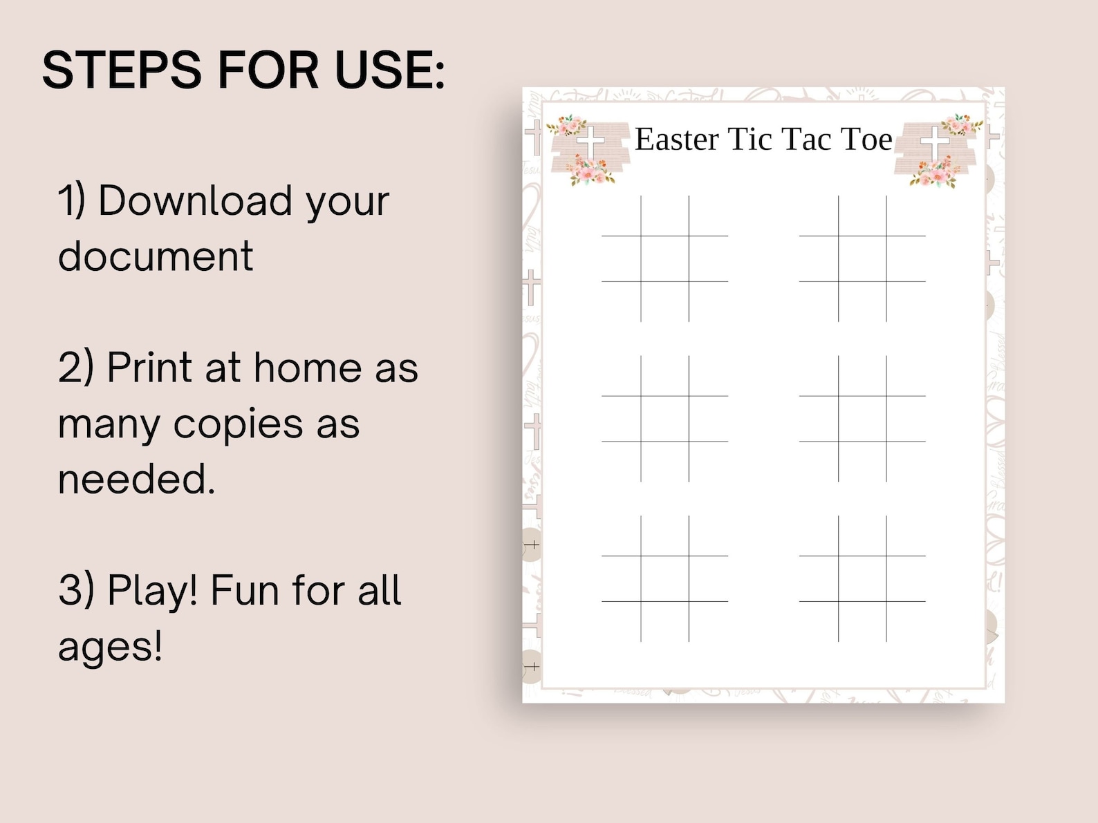 Christian Tic Tac Toe Printable Game | Easter Tic Tac Toe | Sunday ...