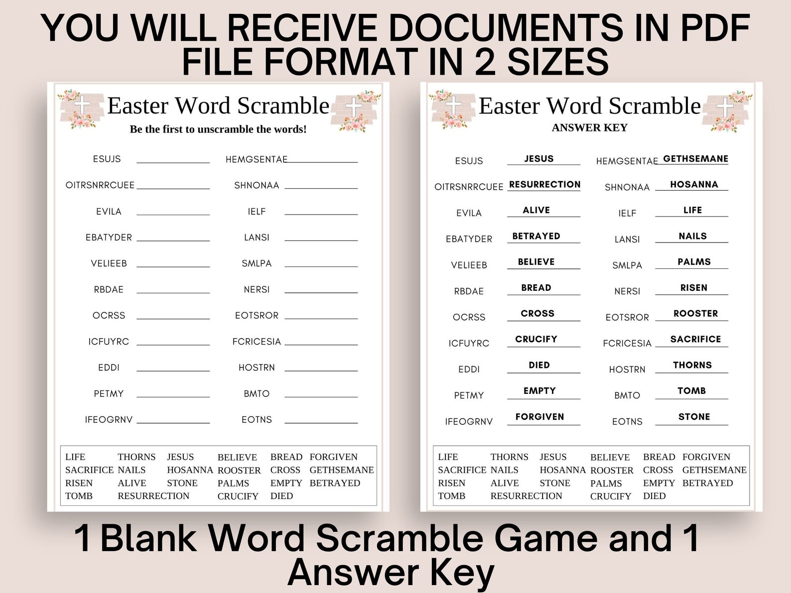 Christian Easter Word Scramble Printable Game | Christian Easter Games ...