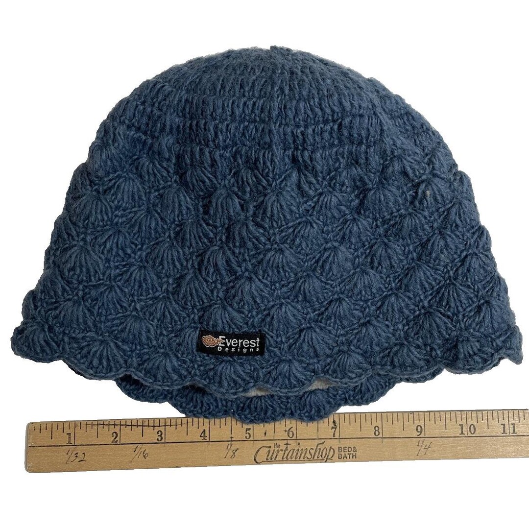 Everest Designs Cap Teal Blue 100% Wool Fleece Lined Knit Beanie Hat ...