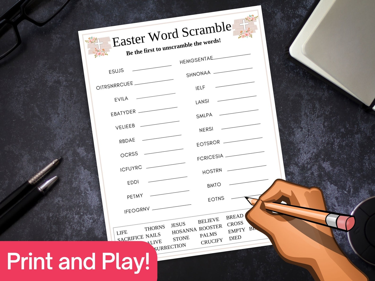 Christian Easter Word Scramble Printable Game | Christian Easter Games ...