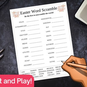 Christian Easter Word Scramble Printable Game | Christian Easter Games ...