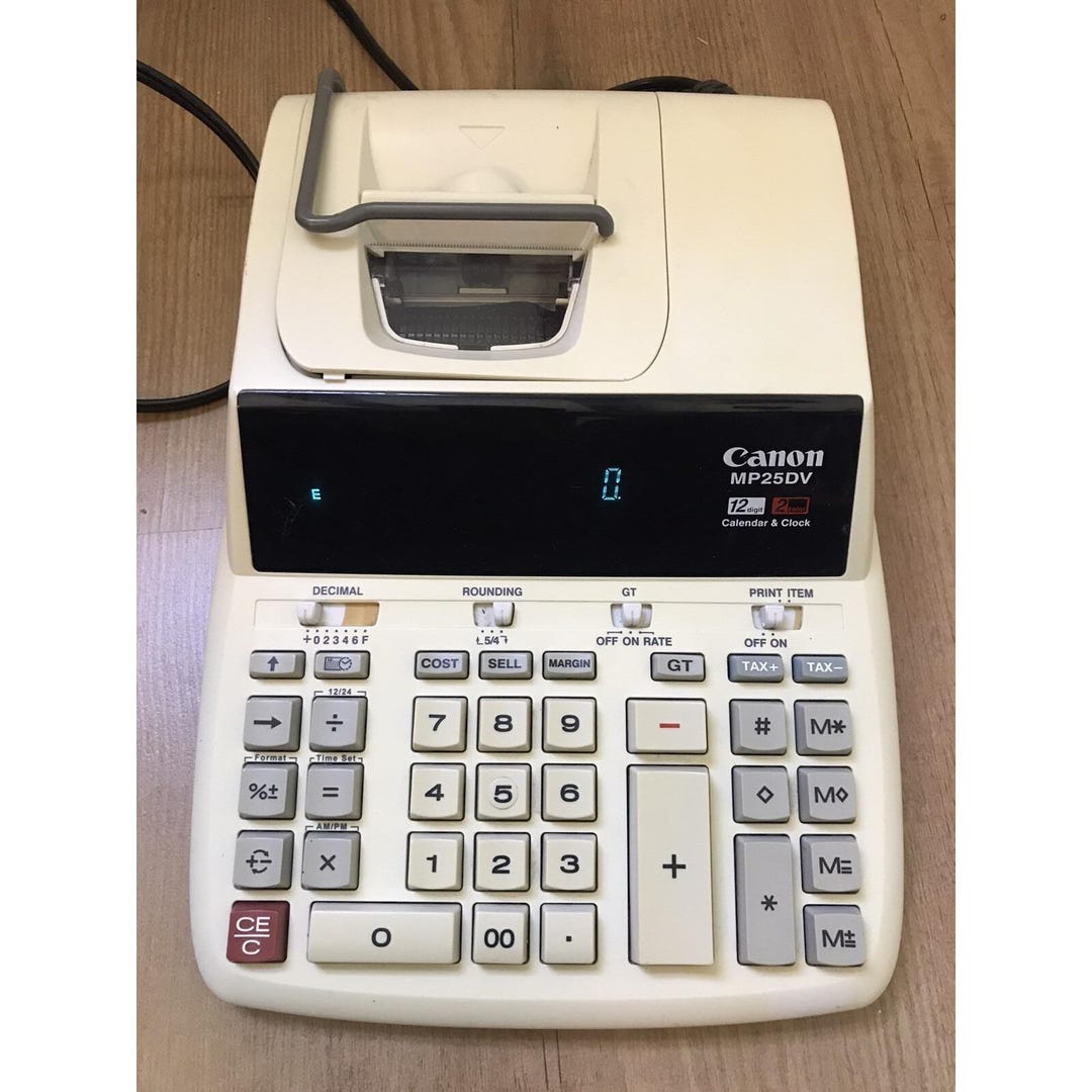 Canon MP25DV Desktop 12 Digit 2 Color Printing Calculator With Clock ...