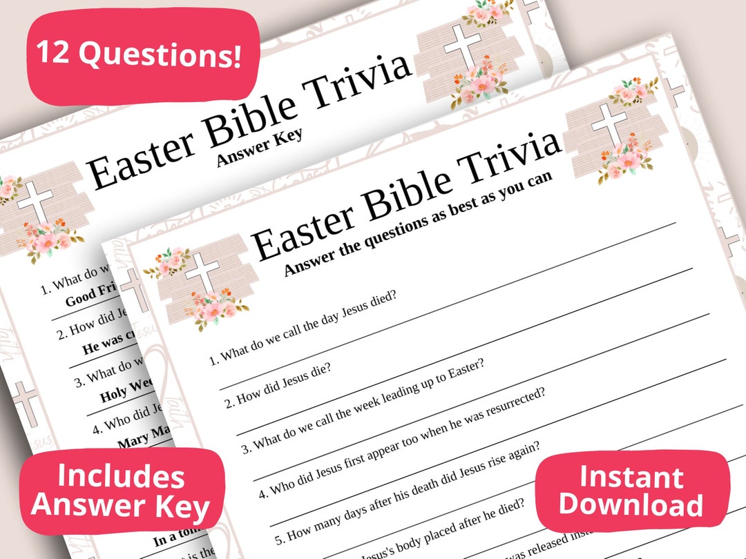 Christian Easter Bible Trivia Printable Game | Christian Easter Games ...