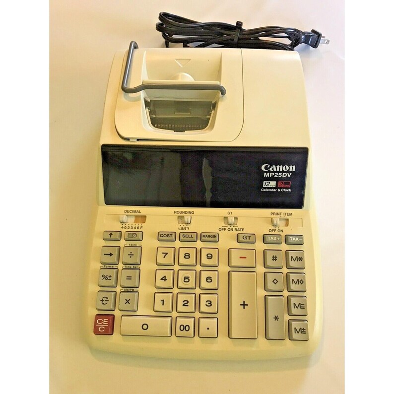Canon MP25DV Desktop 12 Digit 2 Color Printing Calculator With Clock ...