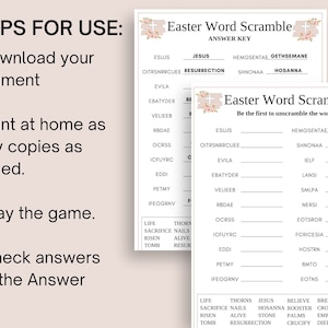 Christian Easter Word Scramble Printable Game | Christian Easter Games ...
