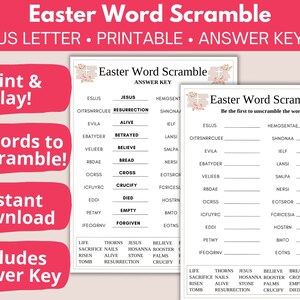 Christian Easter Word Scramble Printable Game | Christian Easter Games ...