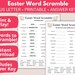 Christian Easter Word Scramble Printable Game | Christian Easter Games ...