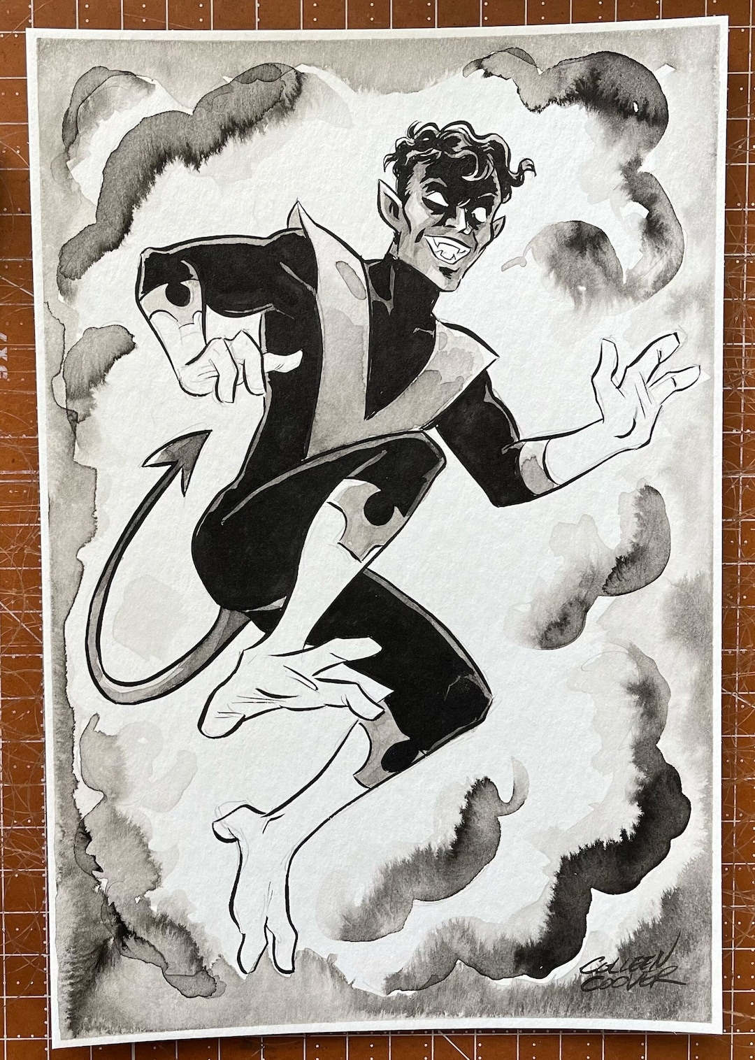 Original Art: X-men Nightcrawler Ink Drawing by Colleen Coover - Etsy