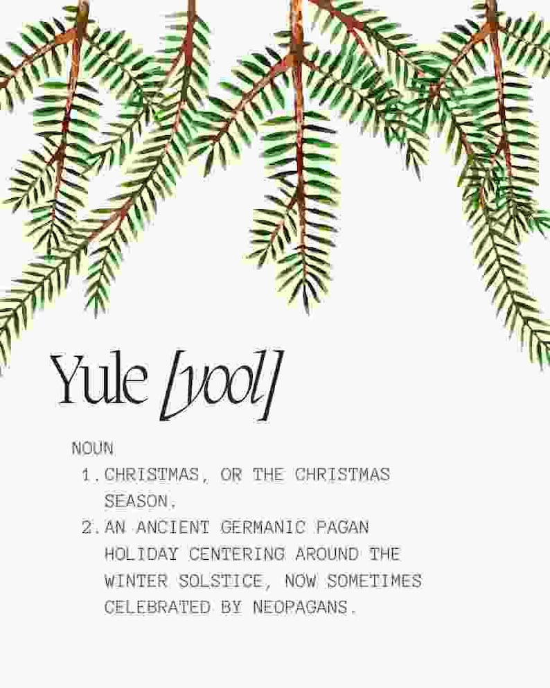 Yule Dictionary Definition Holiday Pagan Digital Print Art Print ...