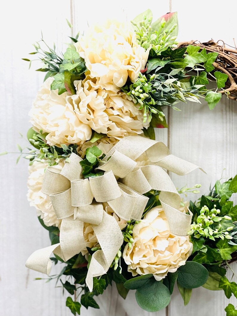 Peony & Eucalyptus Wreath – Spring Summer Door Decor, 20 Inch - Etsy