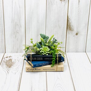 Table Centerpiece-farmhouse Centerpiece-reclaimed Book Decor-succulent ...