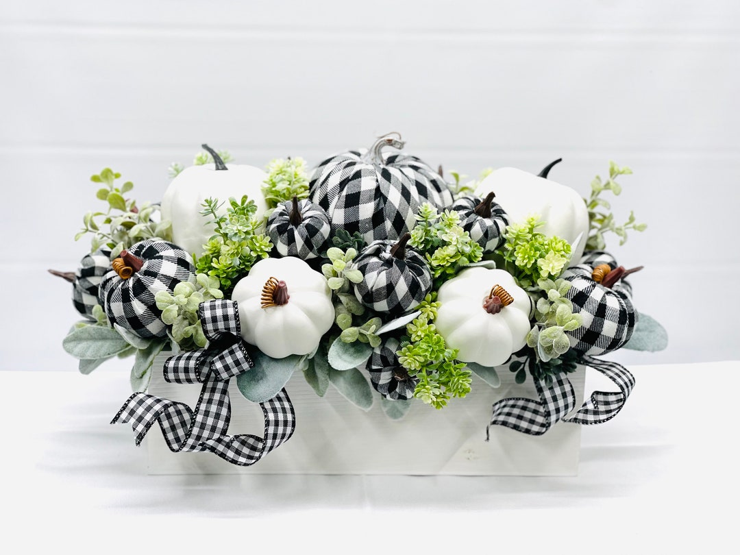 Fall Centerpiece-black and White Buffalo Check- Fall Arrangement-fall ...