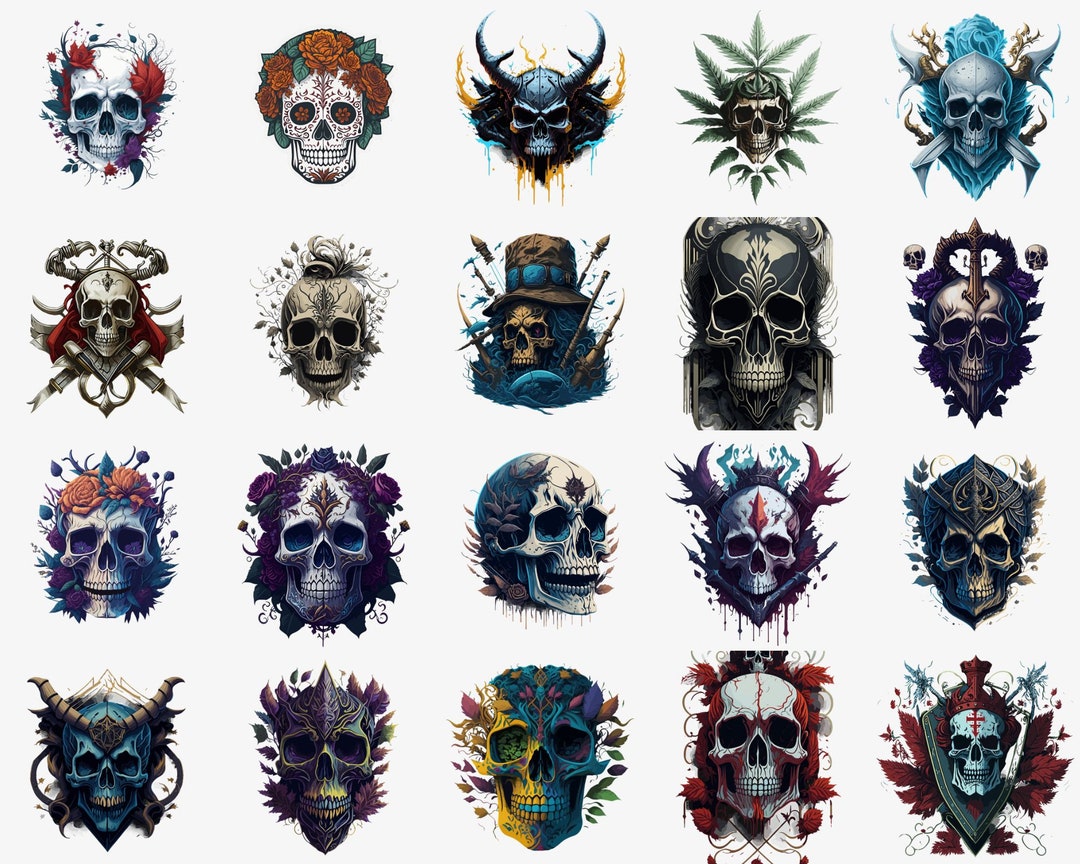Mystical Skull Illustrations Pack 5 - Instant Download for Home Decor ...