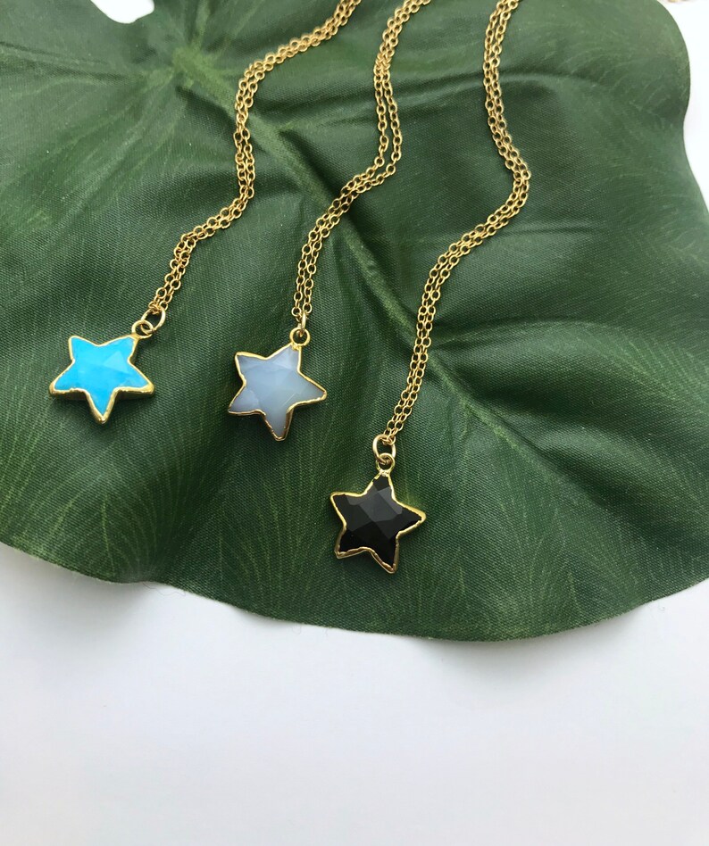 Gemstone Star Pendant Necklace - Etsy