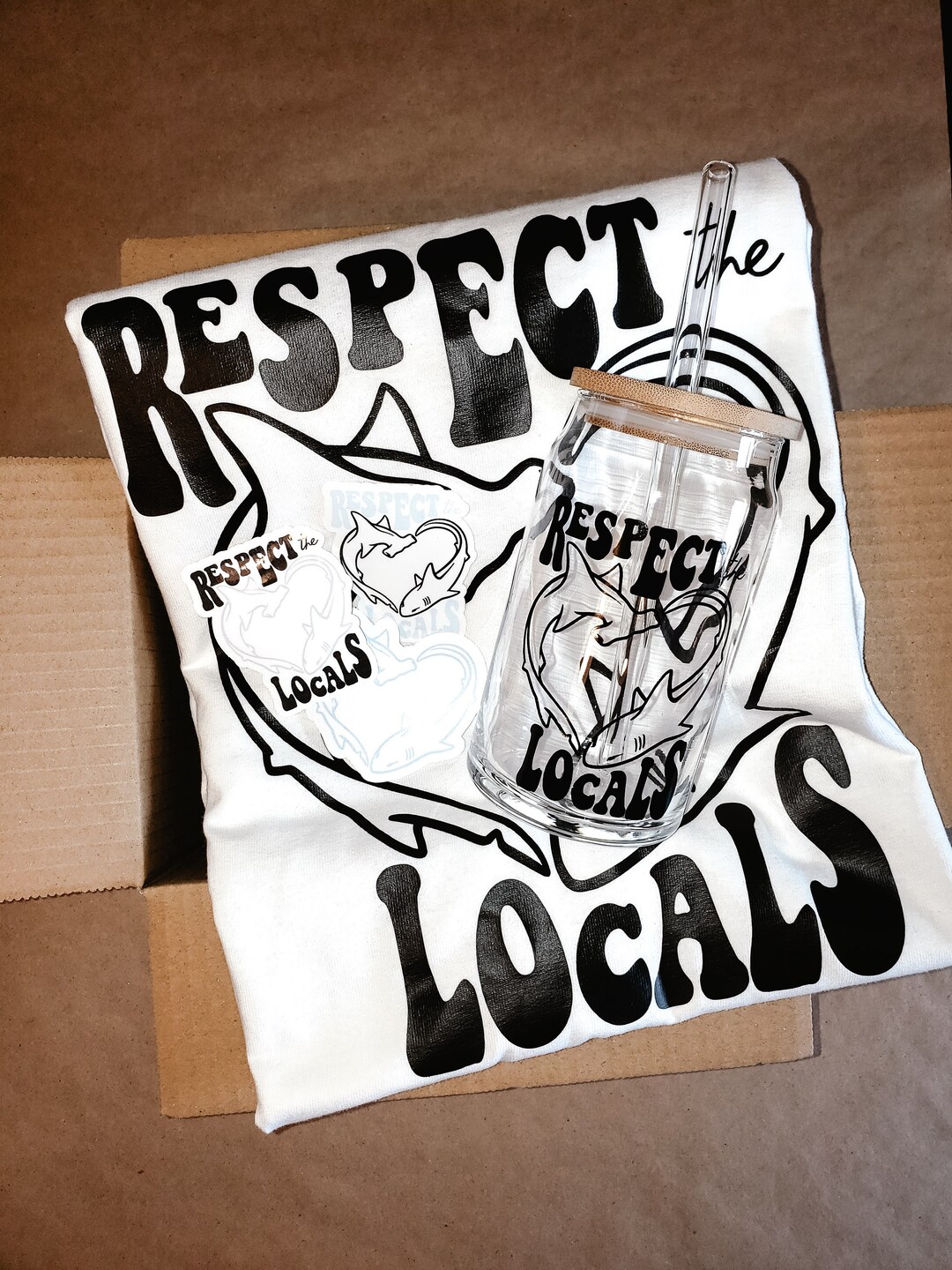 Respect the Locals Gift Box Tshirt Gift Box Shark Gift Box Shark Tee ...