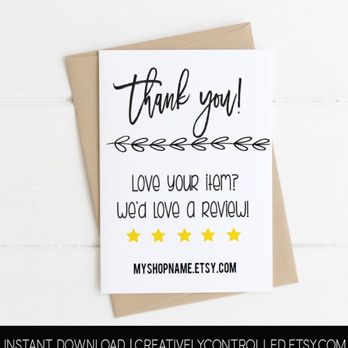 Review Request Thank You Business Card W Icons Printable - Etsy