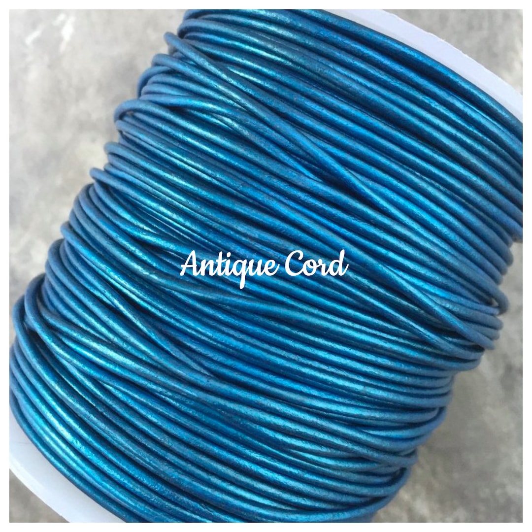 1mm Premium Metallic Blue Leather Round Cord Bright Blue Leather Cord ...