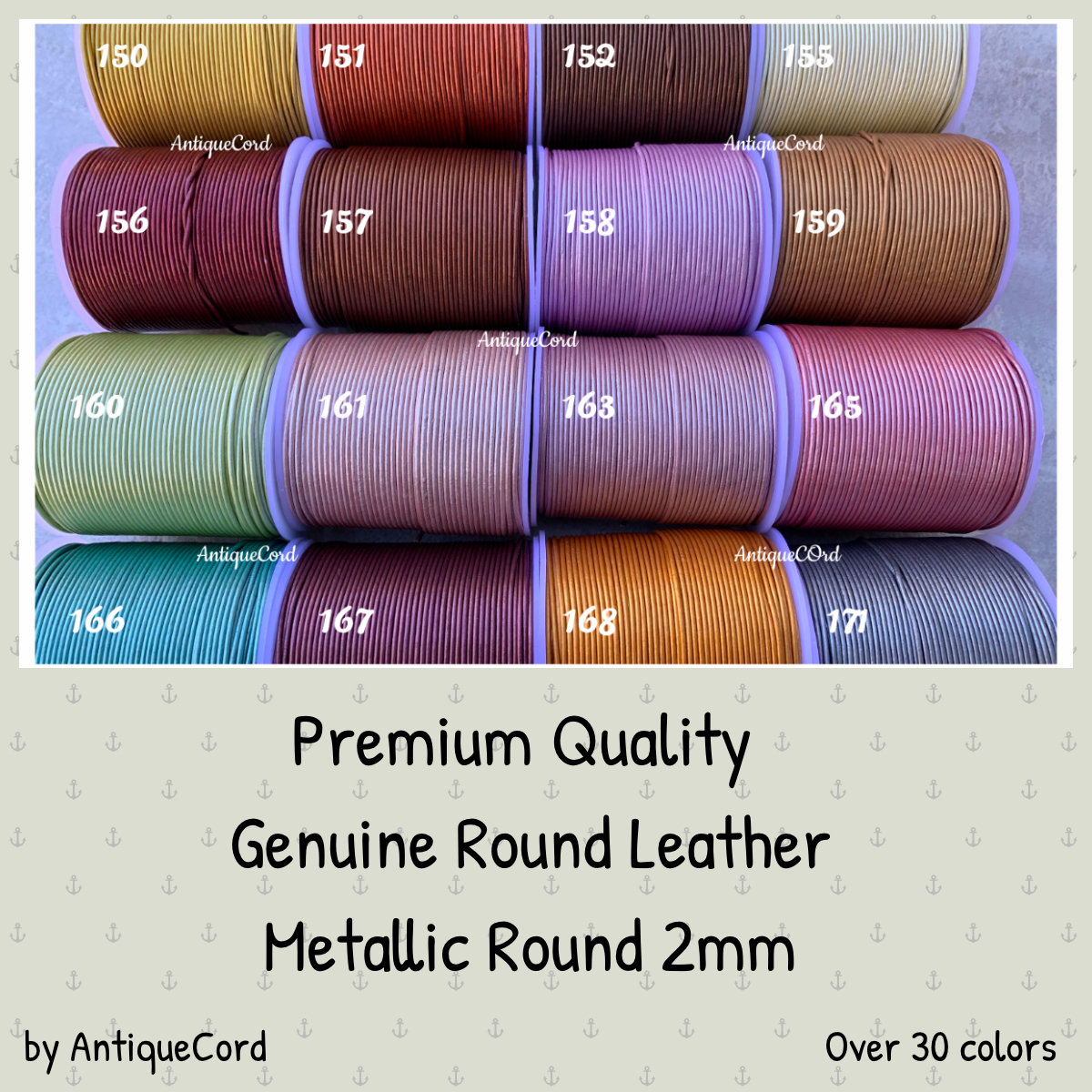 2mm Premium Round Leather Cord Metallic Leather Cord String by - Etsy
