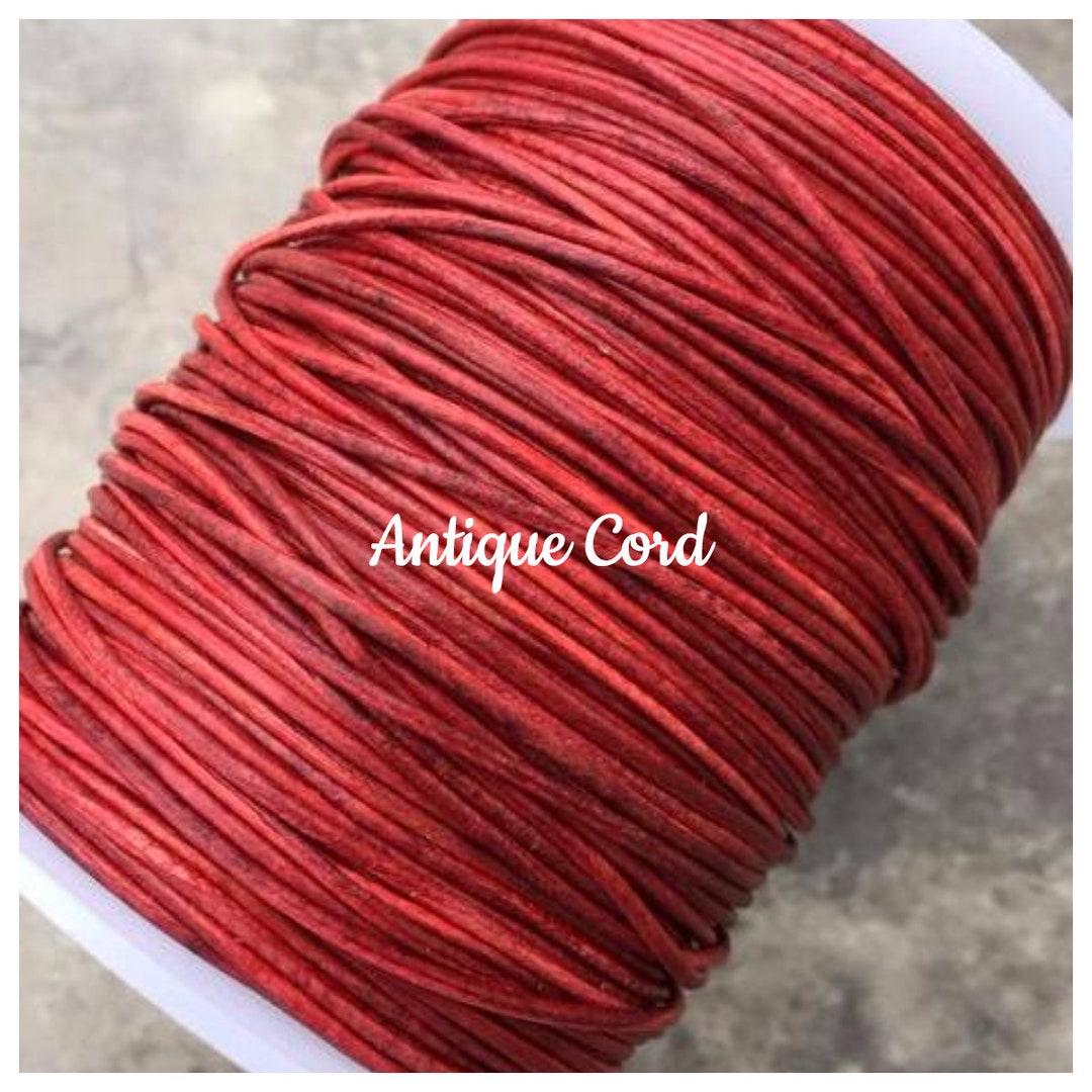 1.5mm Premium Quality Antique Red Leather Round Cord Distressed Red 8 ...
