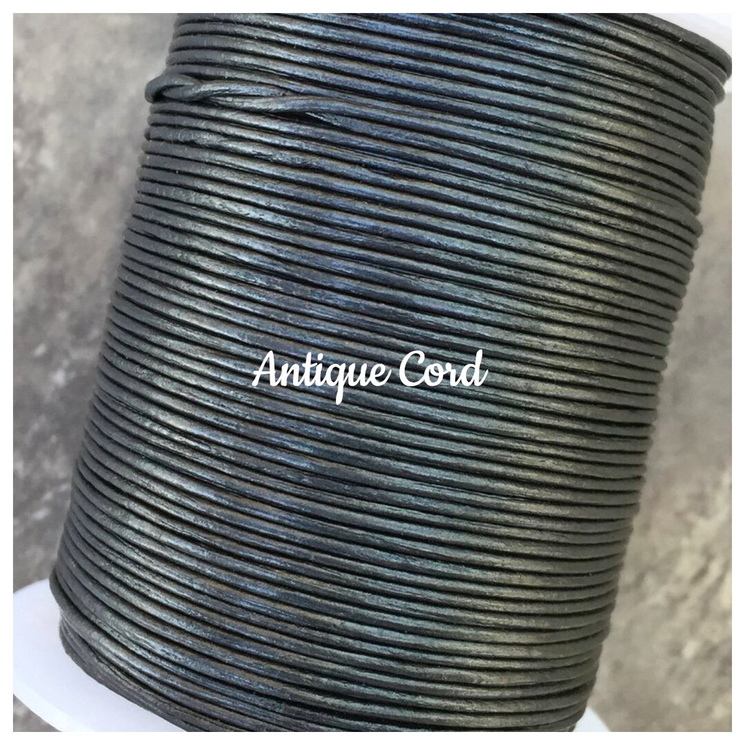 1.5mm Metallic Gunmetal Leather Round Cord Metallic Gray DIY Leather ...