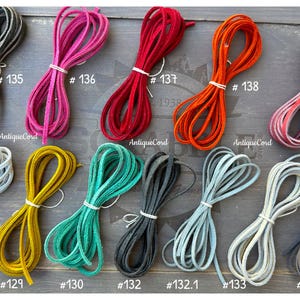 3mm Suede Lace, 3mm Wide, Choose Color of Suede Lace, Suede Lace, Suede ...