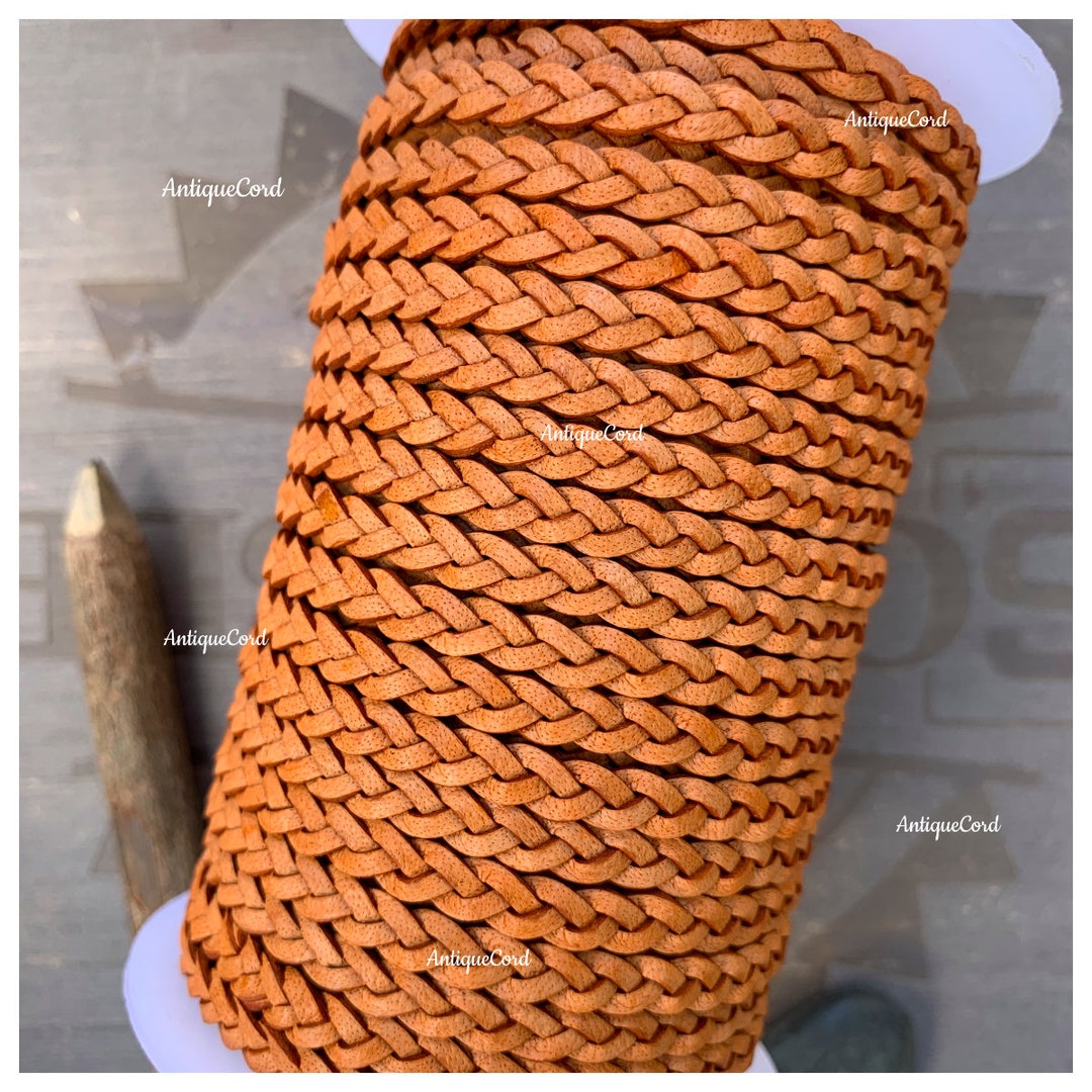 5mm Premium Genuine Flat Braided Leather Lace Rust Brown 5.0 Mm ...