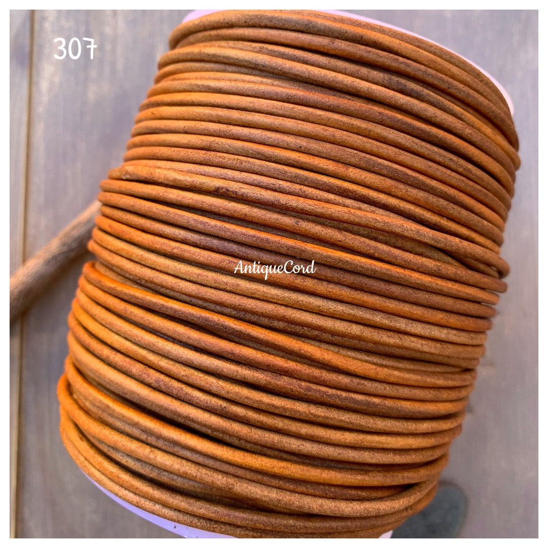 3mm Leather Round Cord Antique Brown 3.0mm Round Leather Light Medium ...