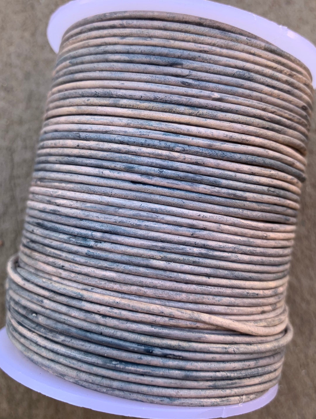 1.5mm Natural Destroy Light Blue Round Leather Cord - Distressed Light ...