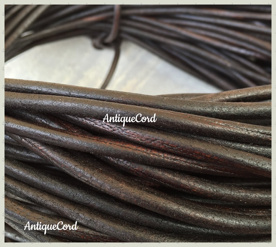 5mm Premium Antique Dark Brown Round Leather Cord 5mm | Etsy