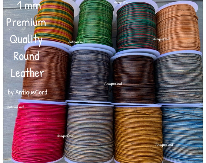 1mm Leather Cord Natural Regular Metallic Distressed Leather by the ...