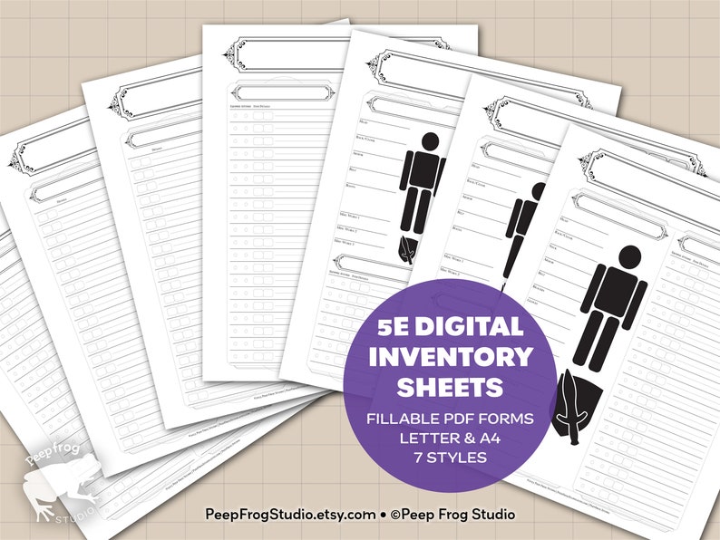 BUNDLE 5e Digital Inventory Sheets Fillable PDF 5e Form Letter - Etsy