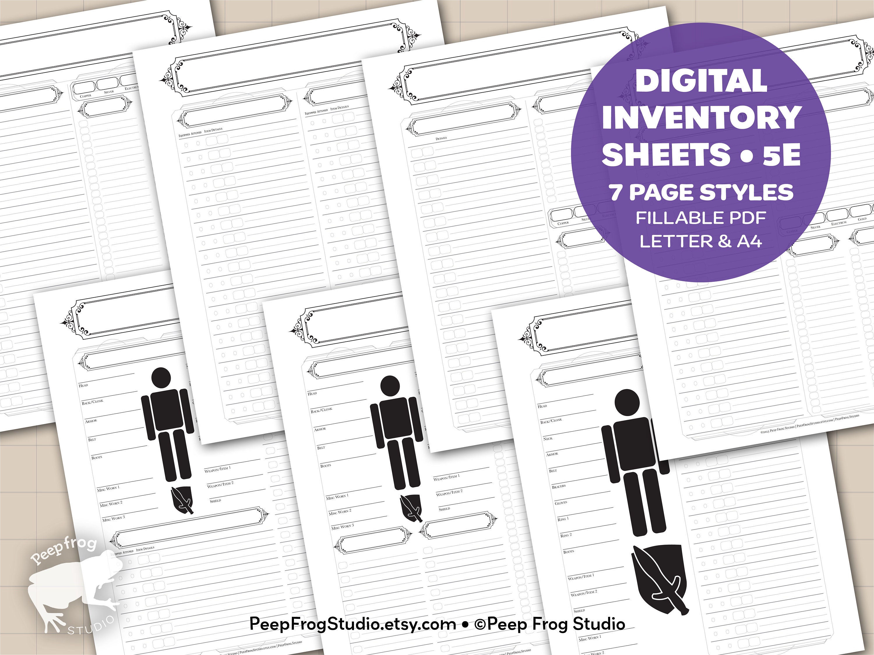 BUNDLE 5e Digital Inventory Sheets Fillable PDF 5e Form Letter - Etsy