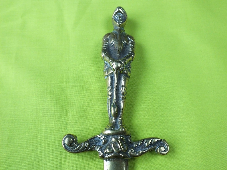 Vintage Brass Knight Figural Debar Dagger Stiletto Small Knife - Etsy