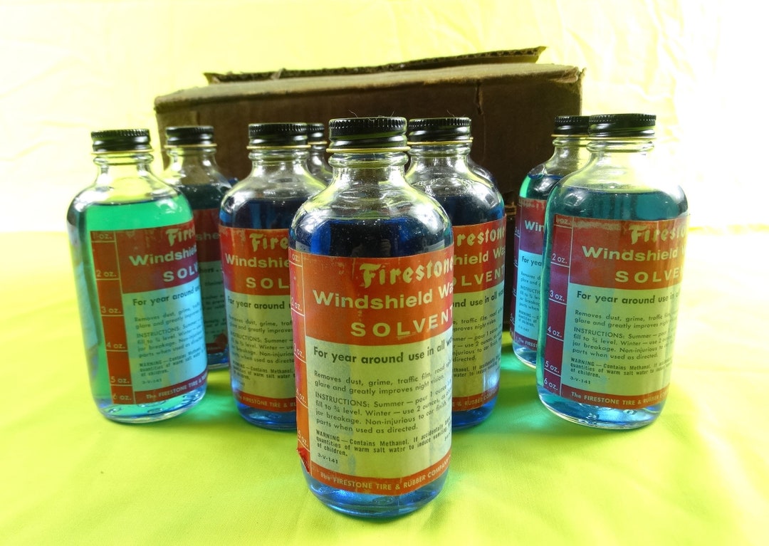 Vintage Windshield Washer Solvent 5” Bottle With Box Firestone Company ...
