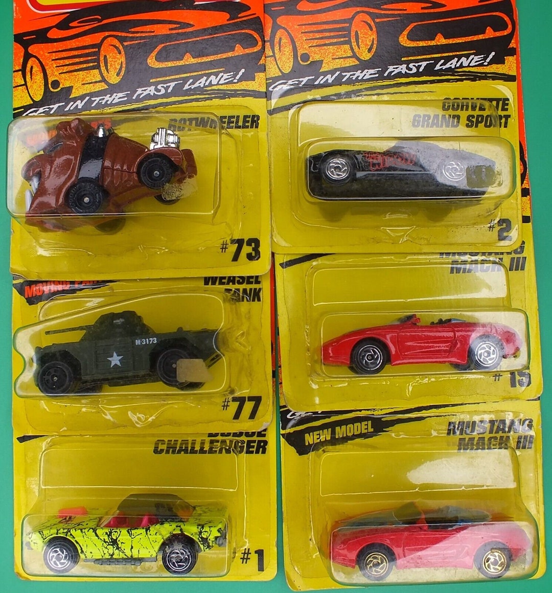Matchbox Weasel Tank Rotwheeler Corvette Dodge Challenger Mustang Match ...