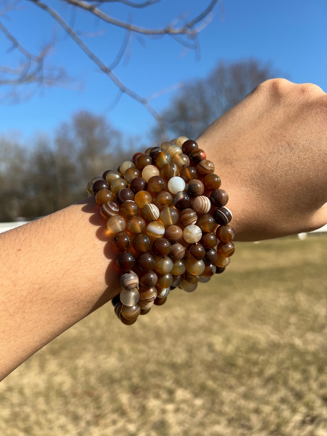 Botswana Agate Bracelet, Botswana Agate, Botswana Agate Beaded Bracelet ...