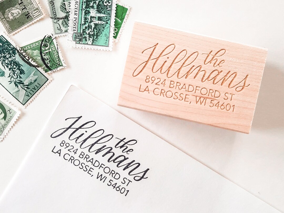 Custom Calligraphy Address Stamp | Wooden Address Stamp | Modern ...