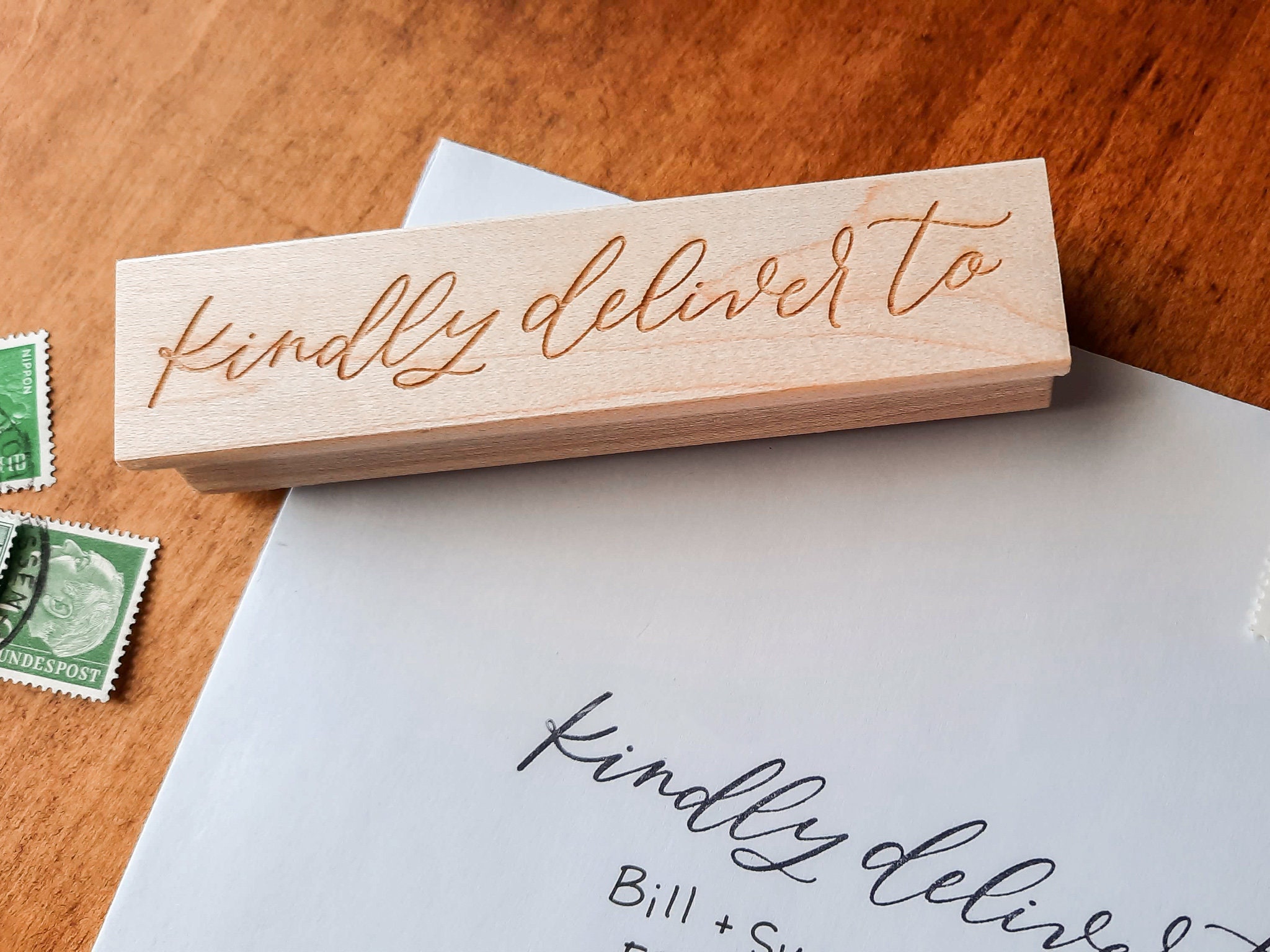 Kindly Deliver to Rubber Stamp Wooden Snail Mail Stamp - Etsy